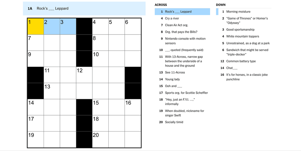 NYT Mini Crossword Hints, Clues and Answers for Friday, February 28 ...